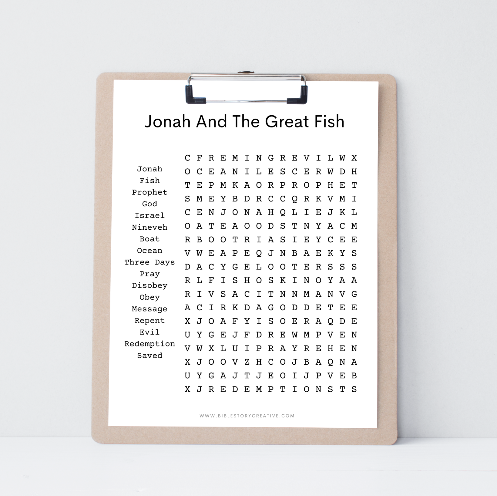 Jonah And The Great Fish | Word Search - Bible Story Creative